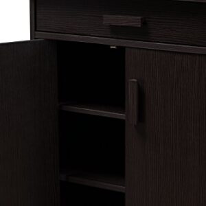 Baxton Studio Valdoise Shoe Cabinet, Wenge Dark Brown