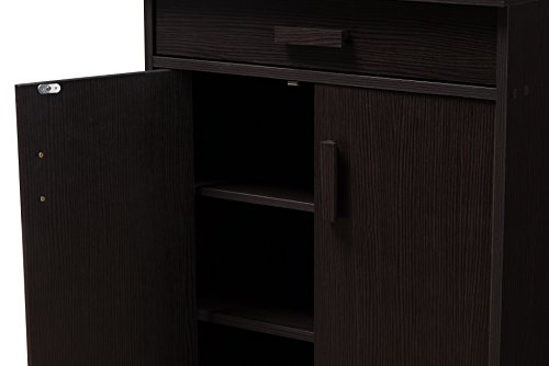 Baxton Studio Valdoise Shoe Cabinet, Wenge Dark Brown