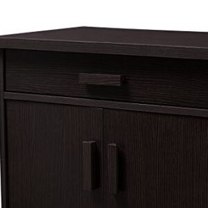 Baxton Studio Valdoise Shoe Cabinet, Wenge Dark Brown