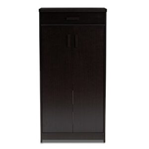 Baxton Studio Valdoise Shoe Cabinet, Wenge Dark Brown