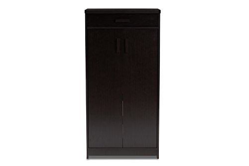 Baxton Studio Valdoise Shoe Cabinet, Wenge Dark Brown