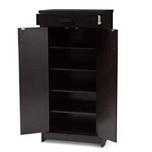 Baxton Studio Valdoise Shoe Cabinet, Wenge Dark Brown