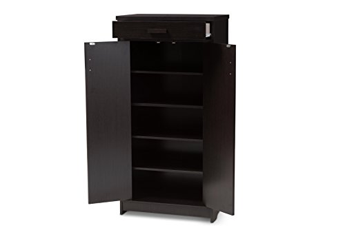 Baxton Studio Valdoise Shoe Cabinet, Wenge Dark Brown