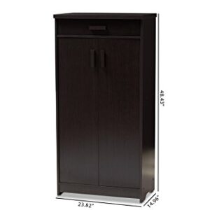 Baxton Studio Valdoise Shoe Cabinet, Wenge Dark Brown