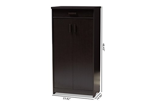 Baxton Studio Valdoise Shoe Cabinet, Wenge Dark Brown