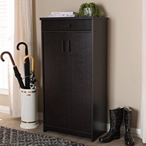 Baxton Studio Valdoise Shoe Cabinet, Wenge Dark Brown