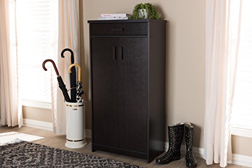 Baxton Studio Valdoise Shoe Cabinet, Wenge Dark Brown