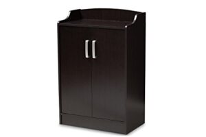 baxton studio garrick shoe cabinet, wenge dark brown