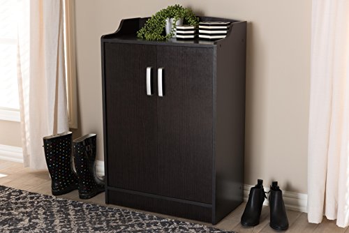 Baxton Studio Garrick Shoe Cabinet, Wenge Dark Brown