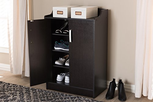 Baxton Studio Garrick Shoe Cabinet, Wenge Dark Brown