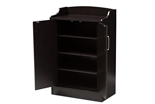 Baxton Studio Garrick Shoe Cabinet, Wenge Dark Brown