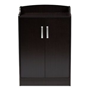 Baxton Studio Garrick Shoe Cabinet, Wenge Dark Brown