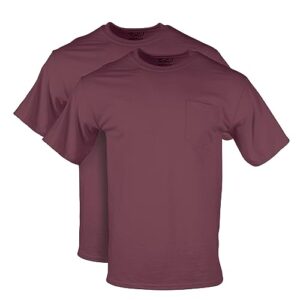 gildan dryblend workwear t-shirts with pocket, 2-pack, maroon, x-large