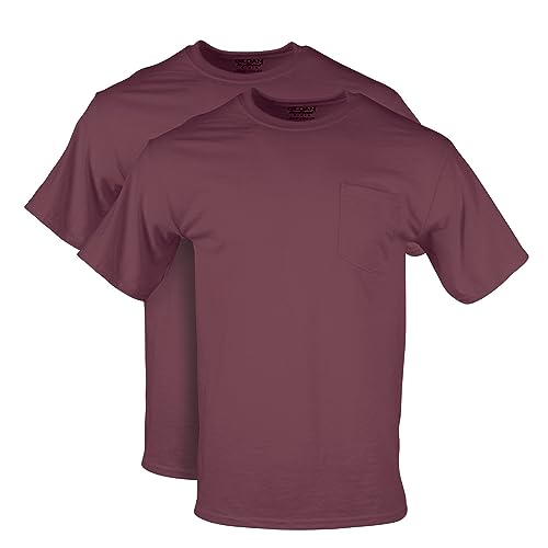 Gildan DryBlend Workwear T-Shirts with Pocket, 2-Pack, Maroon, X-Large