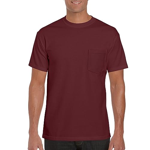 Gildan DryBlend Workwear T-Shirts with Pocket, 2-Pack, Maroon, X-Large