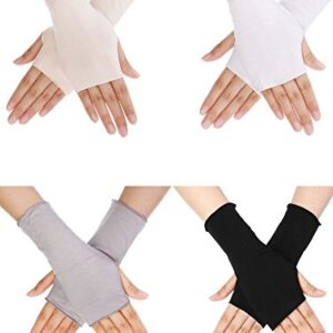 Bememo Fingerless Gloves Women UV Protection Gloves Wrist Length Cotton Gloves Sun Block Driving Gloves Unisex