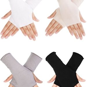 Bememo Fingerless Gloves Women UV Protection Gloves Wrist Length Cotton Gloves Sun Block Driving Gloves Unisex