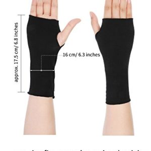 Bememo Fingerless Gloves Women UV Protection Gloves Wrist Length Cotton Gloves Sun Block Driving Gloves Unisex