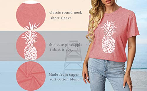 Pineapple Shirt for Women Funny Beach T Shirts Summer Hawaiian Graphic Short Sleeve Casual Fruit Lover Vacation Tops Blouse