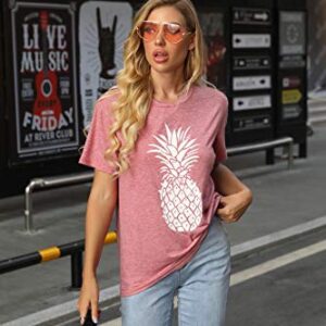 Pineapple Shirt for Women Funny Beach T Shirts Summer Hawaiian Graphic Short Sleeve Casual Fruit Lover Vacation Tops Blouse