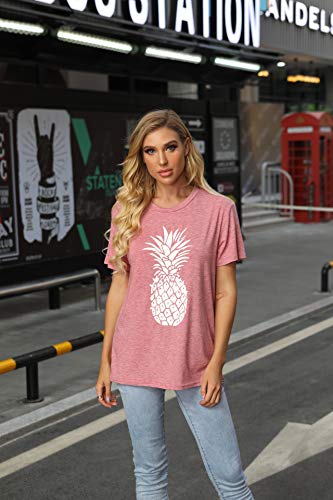 Pineapple Shirt for Women Funny Beach T Shirts Summer Hawaiian Graphic Short Sleeve Casual Fruit Lover Vacation Tops Blouse