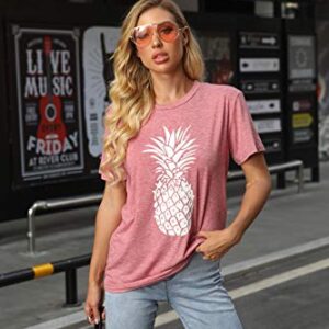 Pineapple Shirt for Women Funny Beach T Shirts Summer Hawaiian Graphic Short Sleeve Casual Fruit Lover Vacation Tops Blouse