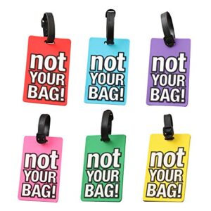 6 pack luggage tags bright colors business card holder suitcase tags (not your bag) by ovov