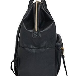 Kah&Kee Leather Backpack Diaper Bag with Laptop Compartment Travel School for Women Man (Black, Large)