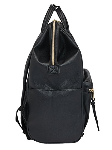 Kah&Kee Leather Backpack Diaper Bag with Laptop Compartment Travel School for Women Man (Black, Large)