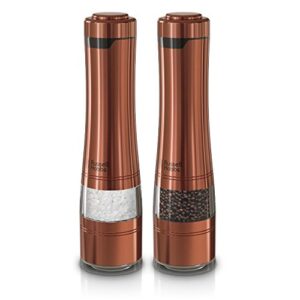 russell hobbs rhpk4100cpr electric salt & pepper mills, copper, set of 2 grinders