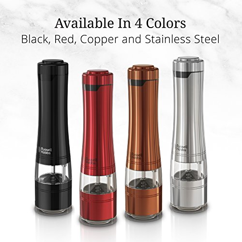 Russell Hobbs RHPK4100CPR Electric Salt & Pepper Mills, Copper, Set of 2 Grinders