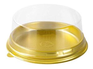 cake box - 50 sets diameter 3 3/4 inch x h 1 1/4 inch clear plastic mini cake box - feast cupcake box - muffin box biscuit box flat top box bakery cake shop sale use (gold)