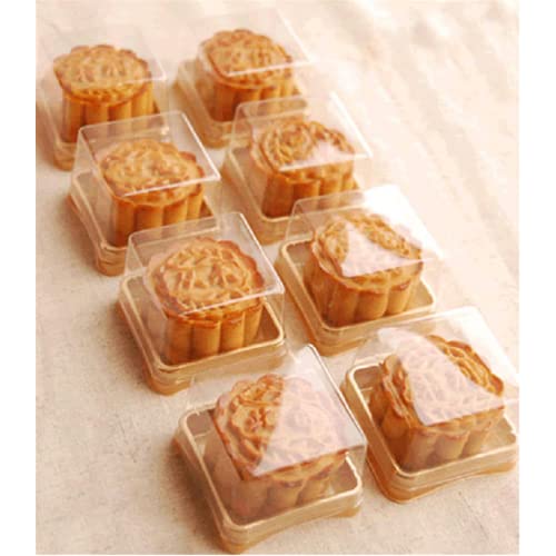 50 Pack of Gold Cake Pans,bottom 3 inch X height 1-1/2 Clear plastic mini cake box muffins cookies wedding birthday gift