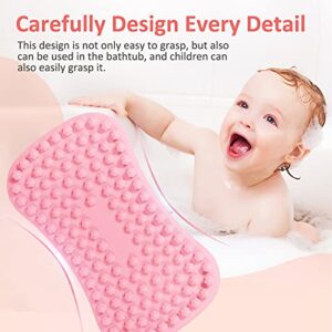 Silicone Body Scrubber, Elfrhino Shower Brush for Gentle Scrub Skin Exfoliation, Lathers Well, More Hygienic, Gentle Massage with Silicone Loofah for Use in Shower to Improve Cellulite Pink