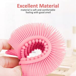 Silicone Body Scrubber, Elfrhino Shower Brush for Gentle Scrub Skin Exfoliation, Lathers Well, More Hygienic, Gentle Massage with Silicone Loofah for Use in Shower to Improve Cellulite Pink