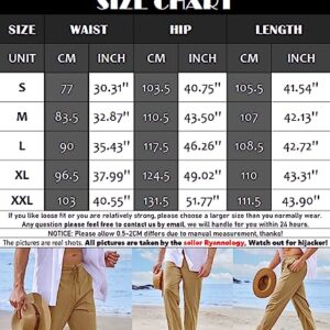 Enjoybuy Men Linen Drawstring Pants Beach Golf Elastic Waist Spring Long Casual Loose Summer Yoga Cotton Jogger Trousers 1