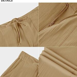 Enjoybuy Men Linen Drawstring Pants Beach Golf Elastic Waist Spring Long Casual Loose Summer Yoga Cotton Jogger Trousers 1