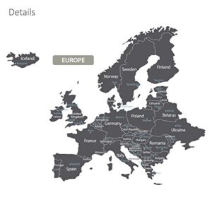 DECOWALL DWL-1609GS Modern Grey World Map Kids Wall Stickers Wall Decals Peel and Stick Removable Wall Stickers for Kids Nursery Bedroom Living Room (Medium)