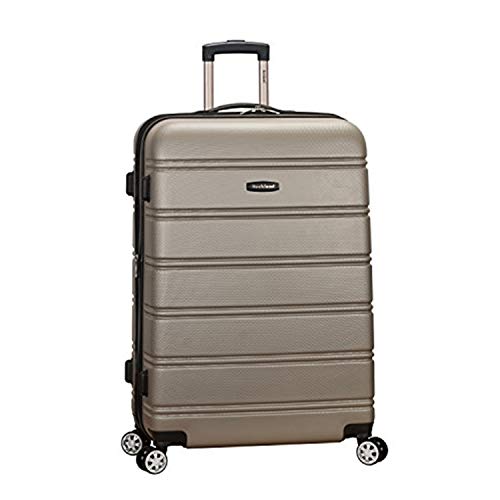 Rockland Melbourne Hardside Expandable Spinner Wheel Luggage, Silver, Checked-Large 28-Inch