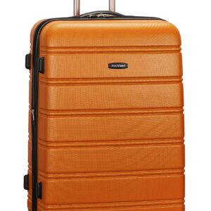 Rockland Melbourne Hardside Expandable Spinner Wheel Luggage, Orange, Checked-Large 28-Inch