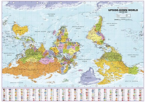 Upside Down World Political Wall Map - 39.25" x 27.5" Paper