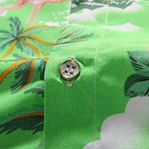 SSLR Mens Hawaiian Shirt Flamingos Casual Short Sleeve Button Down Shirts Aloha Shirt (X-Large, Light Green)