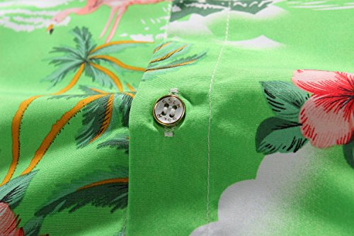 SSLR Mens Hawaiian Shirt Flamingos Casual Short Sleeve Button Down Shirts Aloha Shirt (X-Large, Light Green)