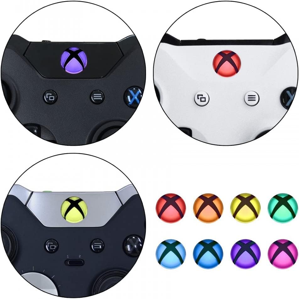 eXtremeRate Custom Home Guide Button LED Mod Stickers for Xbox Series X/S, Xbox One Elite V1/V2, Xbox One S/X, Xbox One Standard Controller with Tools Set - 40pcs in 8 Colors