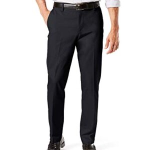 Dockers Men's Straight Fit Signature Lux Cotton Stretch Khaki Pant-Creased, Black, 34W x 32L