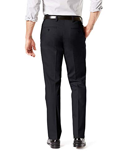 Dockers Men's Straight Fit Signature Lux Cotton Stretch Khaki Pant-Creased, Black, 34W x 32L