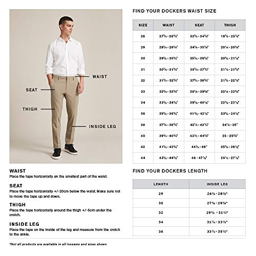 Dockers Men's Straight Fit Signature Lux Cotton Stretch Khaki Pant-Creased, Black, 34W x 32L