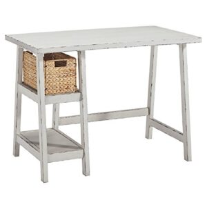 signature design by ashley mirimyn farmhouse home office small desk with basket, antique white