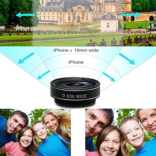 Cell Phone Camera Lens Kit,11 in 1 Super Wide Angle+ Macro+ Fisheye Lens +Telephoto+ CPL+3/6 Kaleidoscope+Starburst/Radial/Soft/Flow Filter Lens Compatible for iPhone X/8/7/6s/6 Plus, Samsung,Android