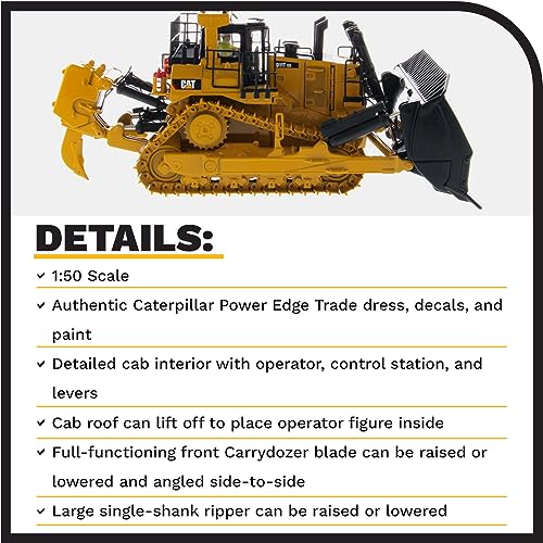 Diecast Masters 1:50 Caterpillar D11T CD Carrydozer | High Line Series Cat Trucks & Construction Equipment | 1:50 Scale Model Diecast Collectible | Diecast Masters Model 85567